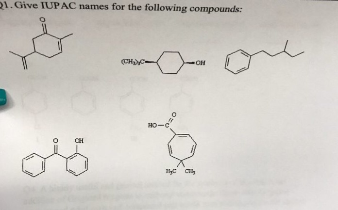 Solved 1.Give IUP AC names for the following compounds: OH | Chegg.com