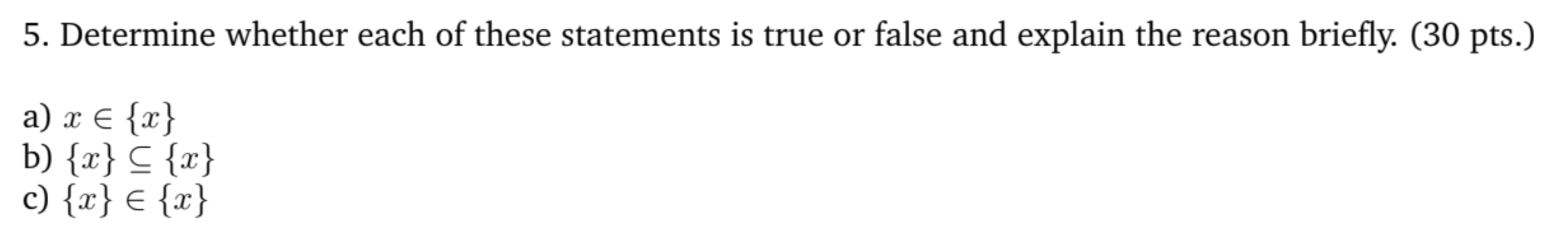 Solved 5 Determine Whether Each Of These Statements Is True