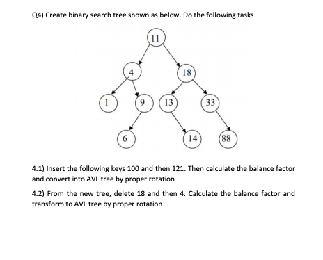 Q4) Create binary search tree shown as below. Do the | Chegg.com