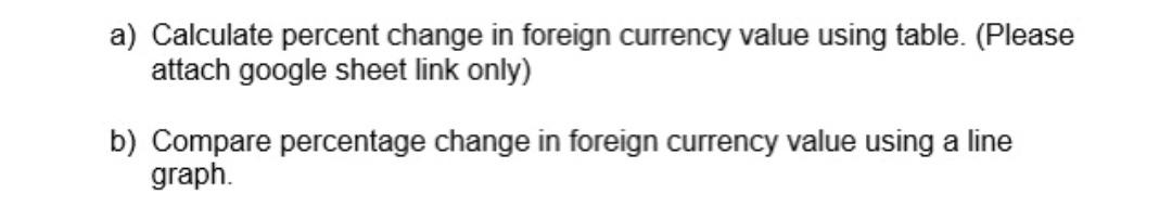 a) Calculate percent change in foreign currency value | Chegg.com