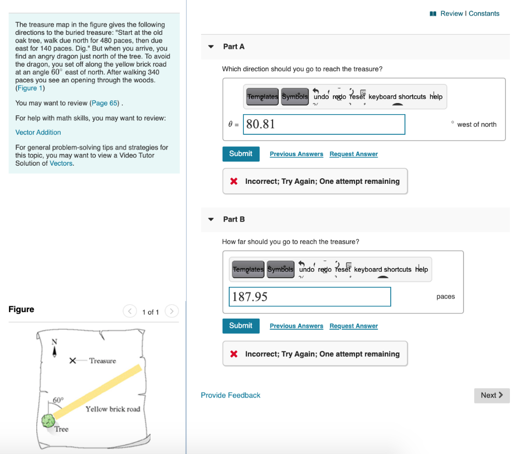 Solved A Review Constants Part A The treasure map in the | Chegg.com