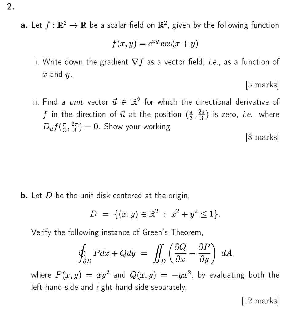 Solved a. Let f: R2 + R be a scalar field on R2, given by | Chegg.com