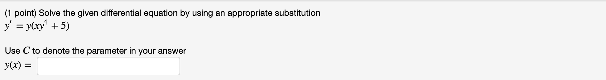 Solved (1 point) Solve the given differential equation by | Chegg.com
