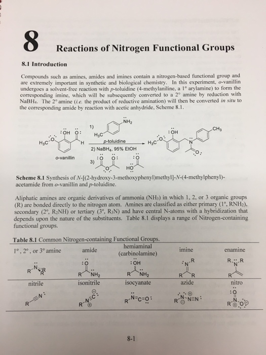 Solved Reactions of Nitrogen Functional Groups 8.1 | Chegg.com