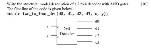 Solved [10] Write the structural model description of a 2 to | Chegg.com