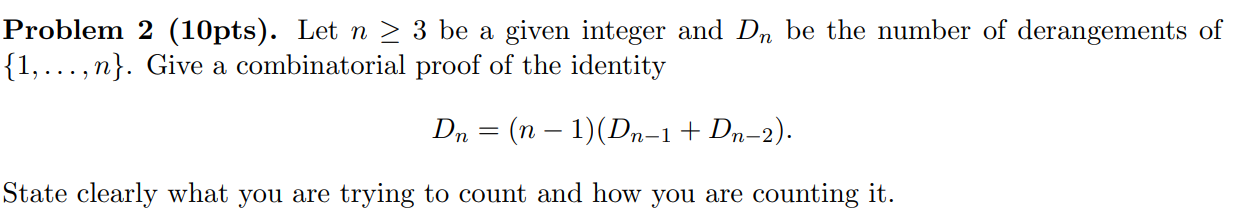 Solved Problem 2 (10pts). Let n > 3 be a given integer and | Chegg.com