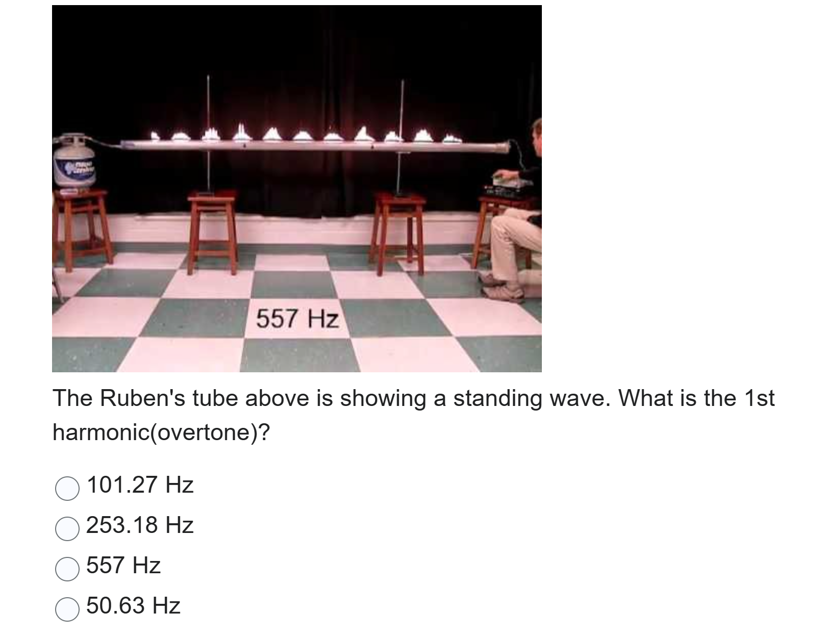 The Ruben's tube above is showing a standing wave. | Chegg.com