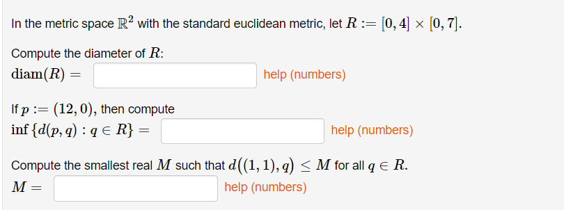 Solved In the metric space R2 with the standard euclidean | Chegg.com