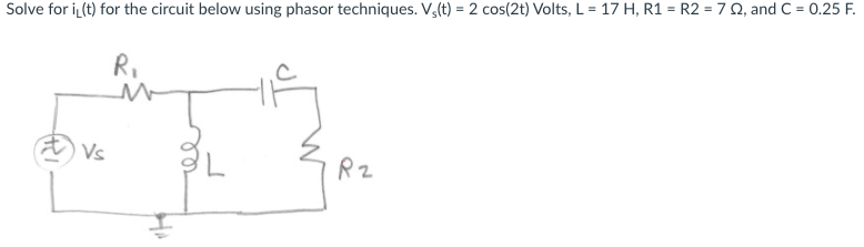 Solved Solve for i(t) for the circuit below using phasor | Chegg.com
