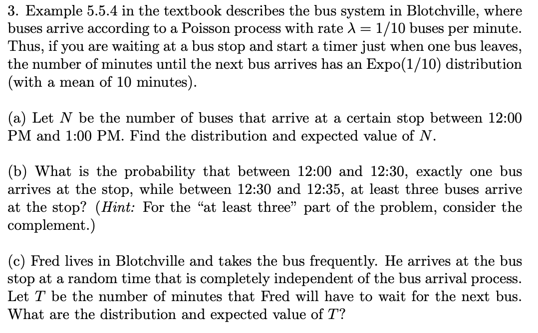 Solved 3. Example 5.5.4 in the textbook describes the bus | Chegg.com