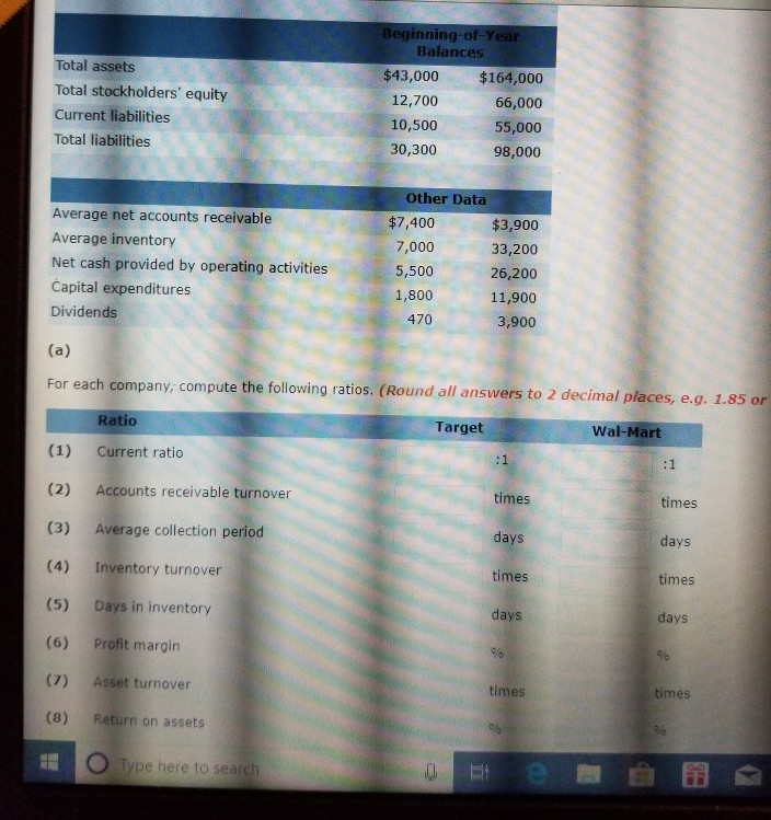 Solved * Problem 13-05A a Suppose selected financial data of | Chegg.com
