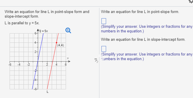 Solved Write an equation for line L in point-slope form. | Chegg.com