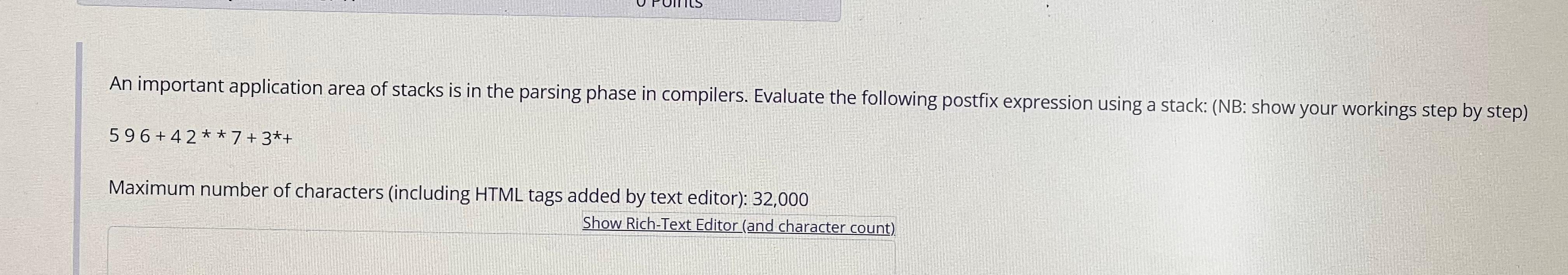 Solved An important application area of stacks is in the | Chegg.com