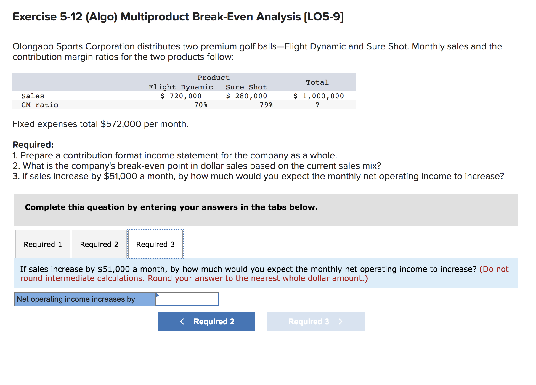 Solved Exercise 5-12 (Algo) Multiproduct Break-Even Analysis | Chegg.com