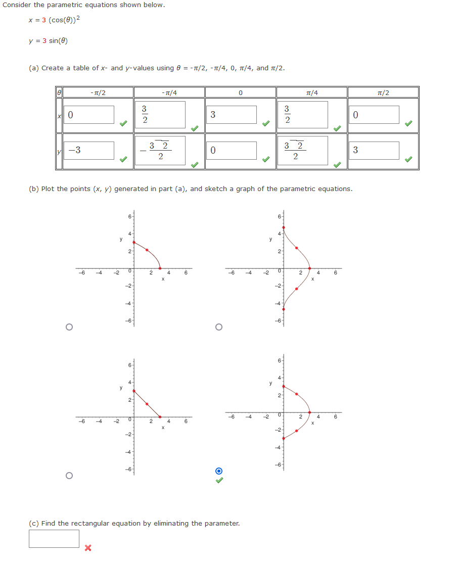 Solved Consider the parametric equations shown below. | Chegg.com