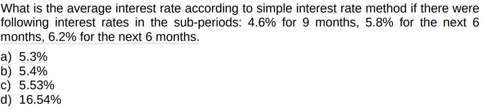 Solved What is the average interest rate according to simple | Chegg.com