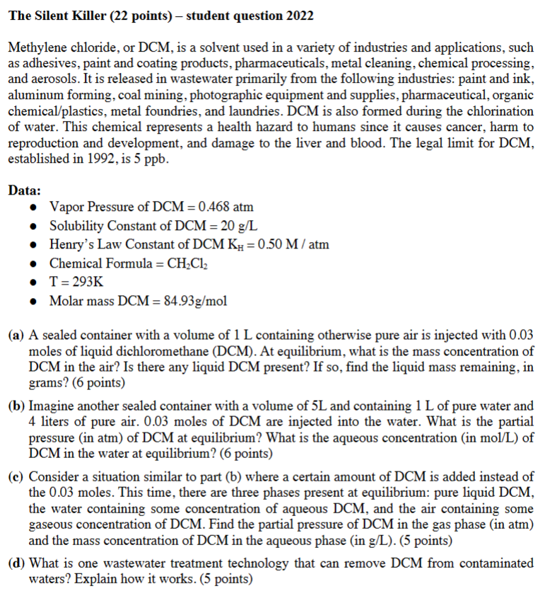 Solved The Silent Killer (22 points) - student question 2022 | Chegg.com