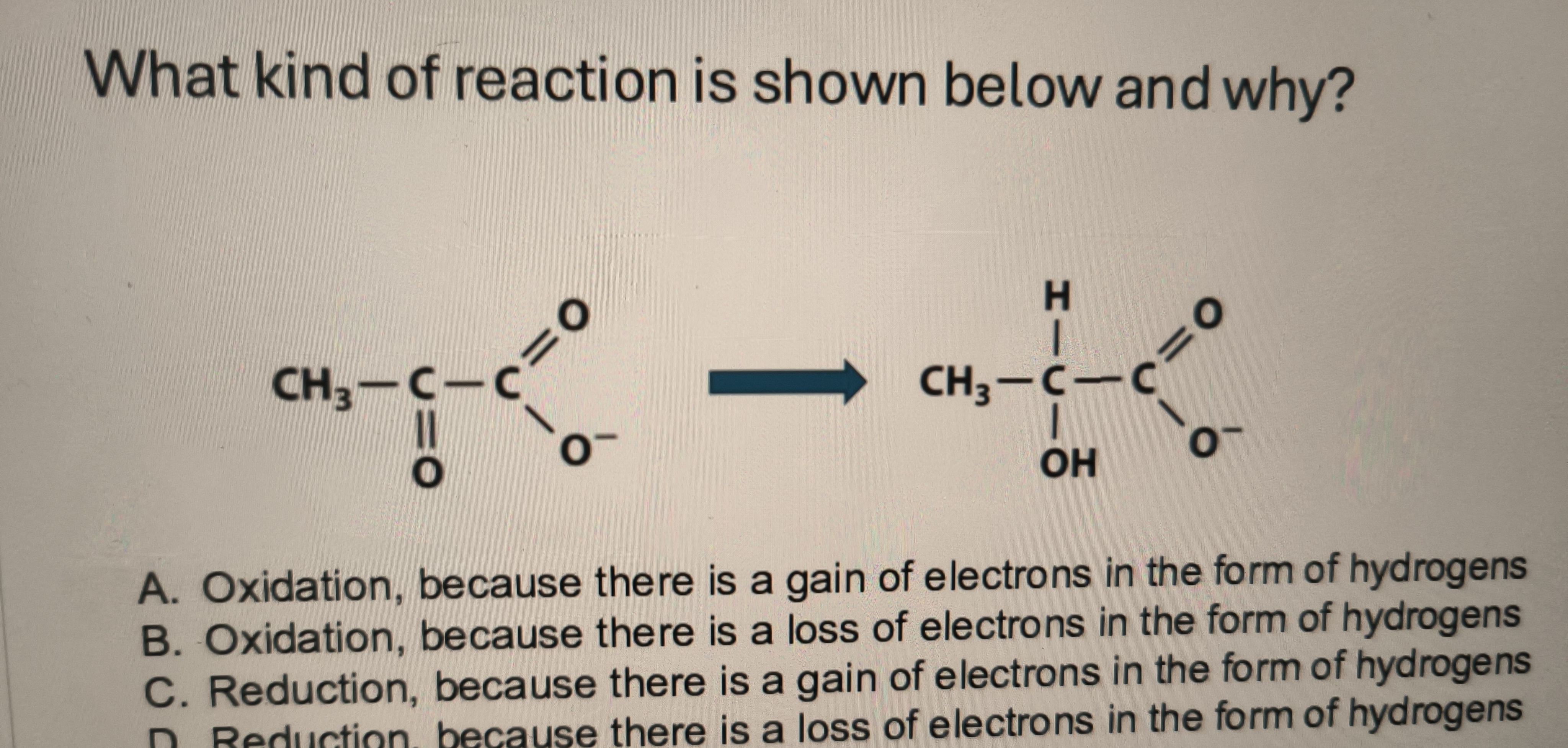 Solved What kind of reaction is shown below and why?A. | Chegg.com