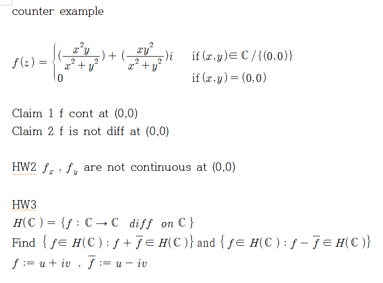 Solved counter example f(z)={(x2+y2x2y)+(x2+y2xy2)i0 if | Chegg.com