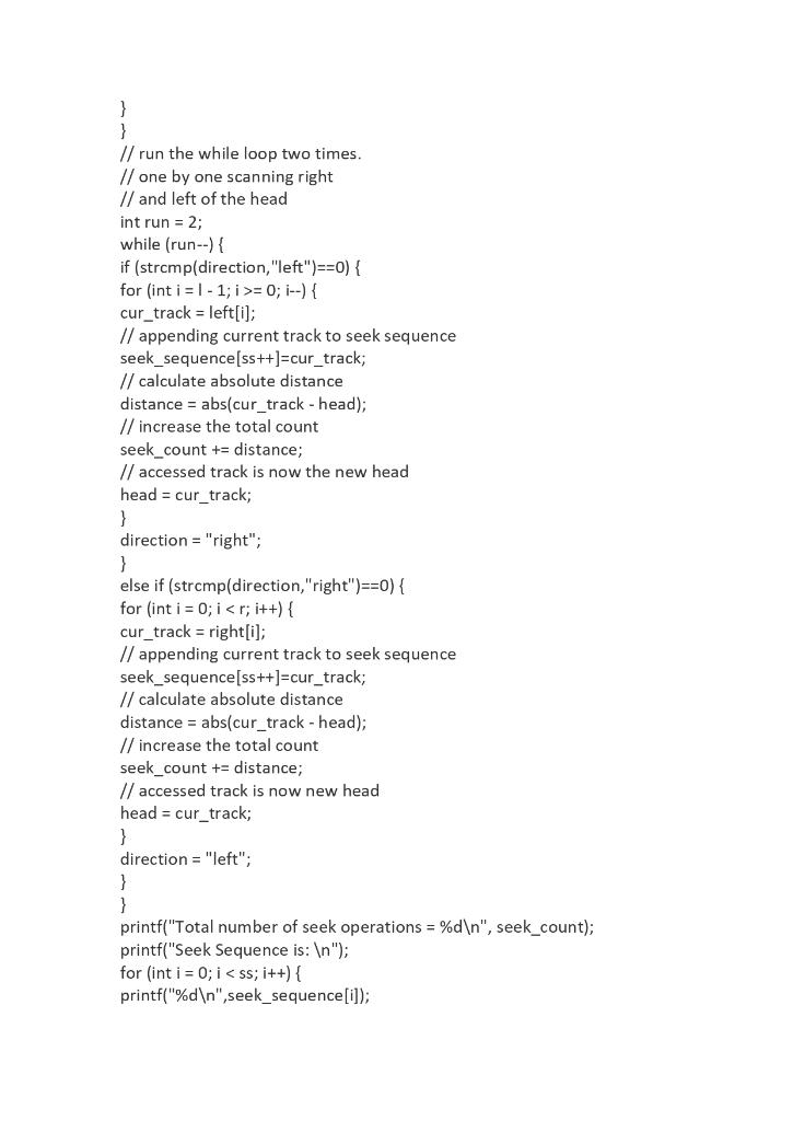 Solved The code below is a SCAN disk scheduling algorithm. | Chegg.com