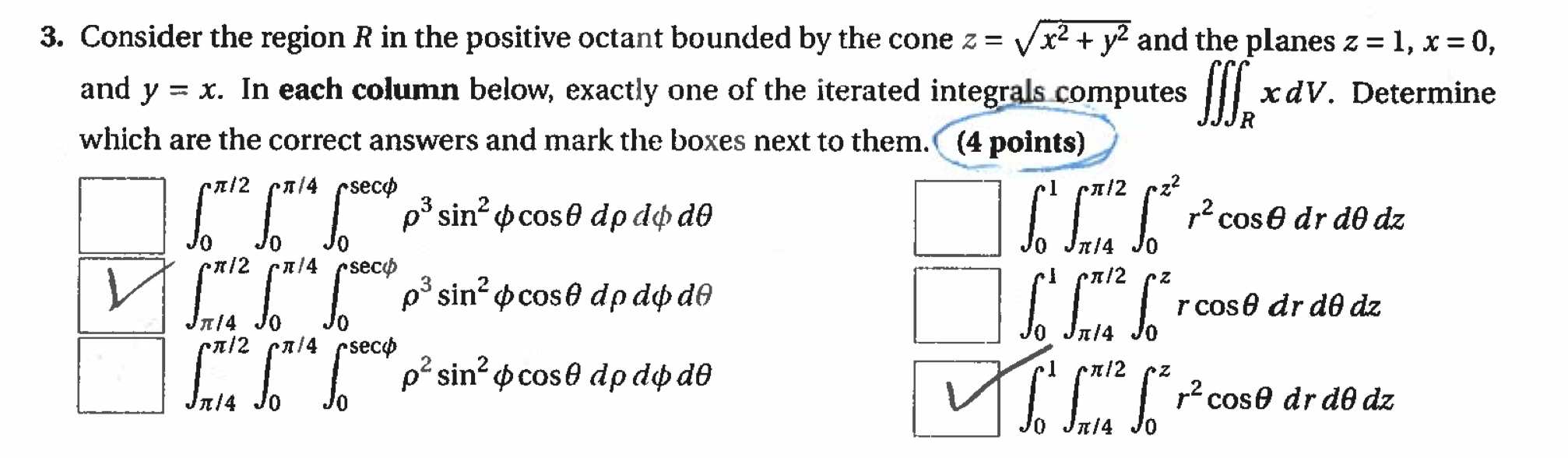 Solved JJᎡ 3. Consider the region R in the positive octant | Chegg.com