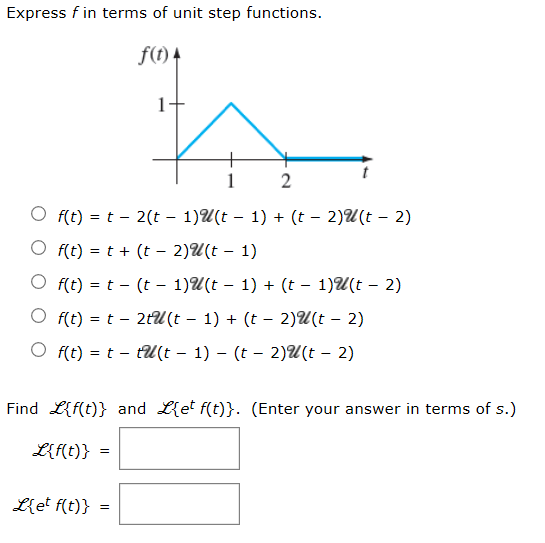 Solved Express f in terms of unit step functions. f() 1 2 | Chegg.com