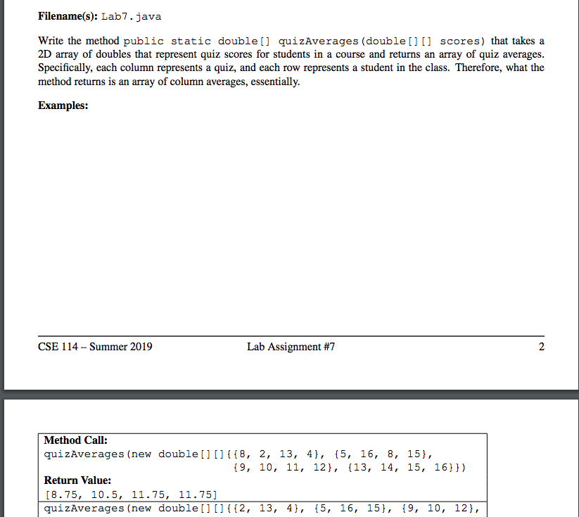 Solved Filename(s): Lab7.java Write the method public static | Chegg.com