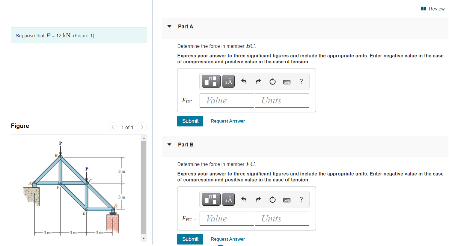 Solved Suppose that P = 12 kN. (Figure 1) Determine the | Chegg.com