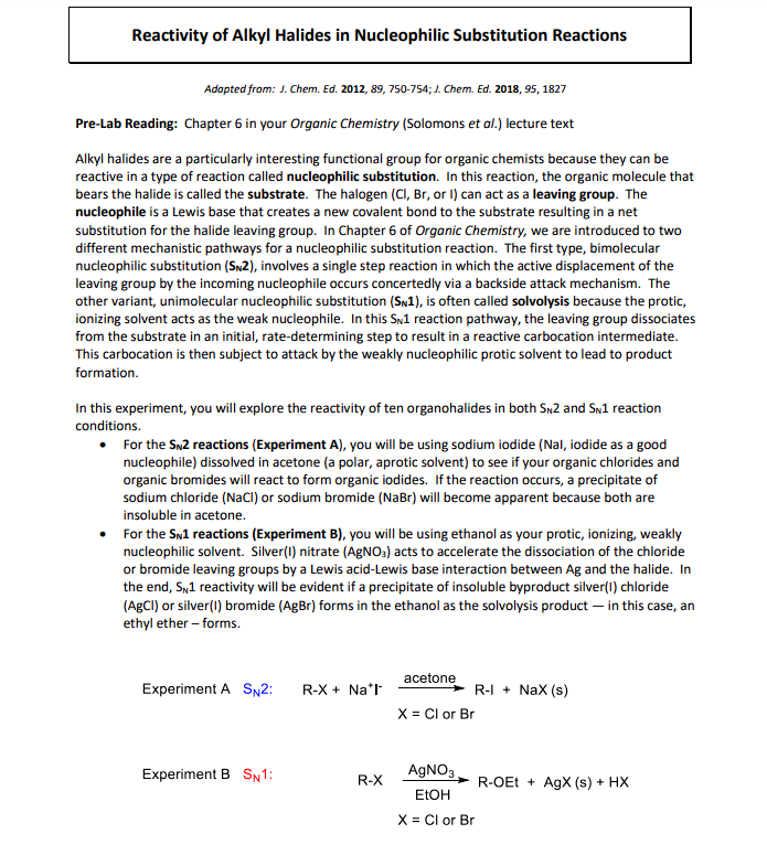 Solved Reactivity of Alkyl Halides in Nucleophilic | Chegg.com