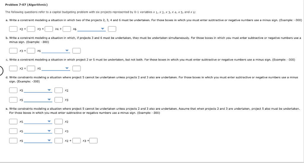 Solved Problem 7-07 (Algorithmic) The following questions | Chegg.com