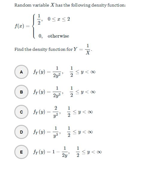 Solved Random variable X has the following density function | Chegg.com
