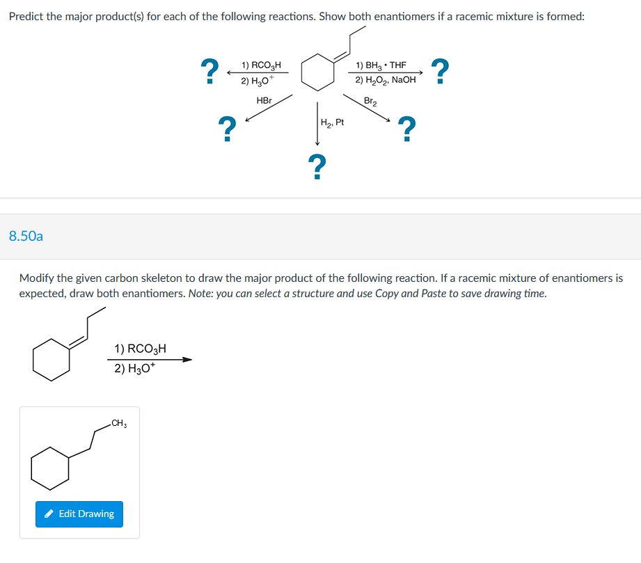 Solved Predict the major product(s) for each of the | Chegg.com