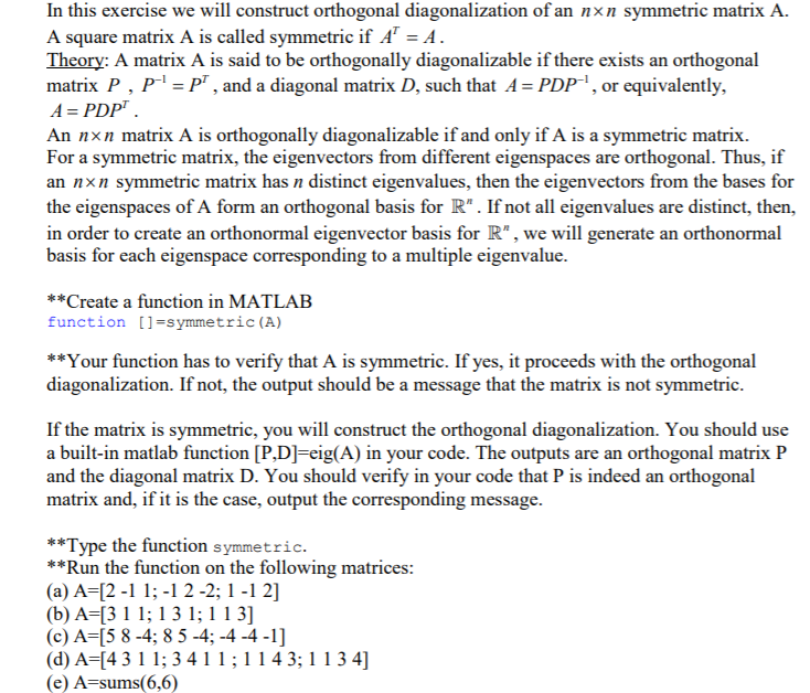 In this exercise we will construct orthogonal | Chegg.com