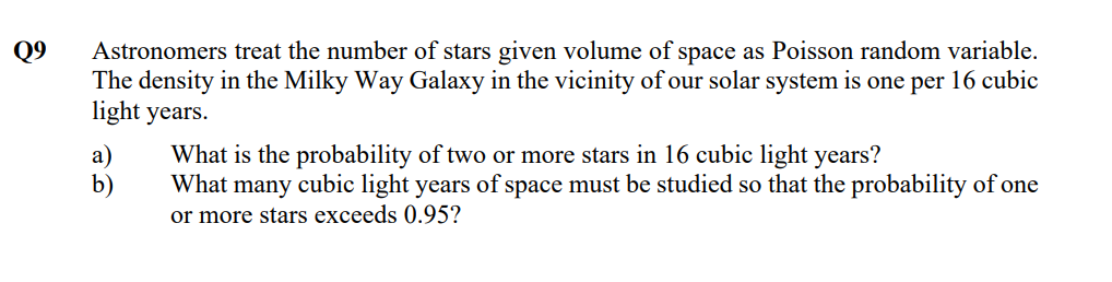 Solved Astronomers treat the number of stars given volume of | Chegg.com