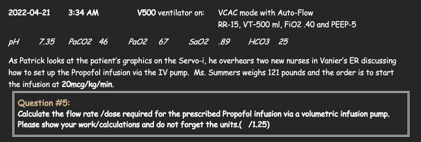 Solved 2022-04-21 3:34 AM V500 ventilator on: VCAC mode with | Chegg.com
