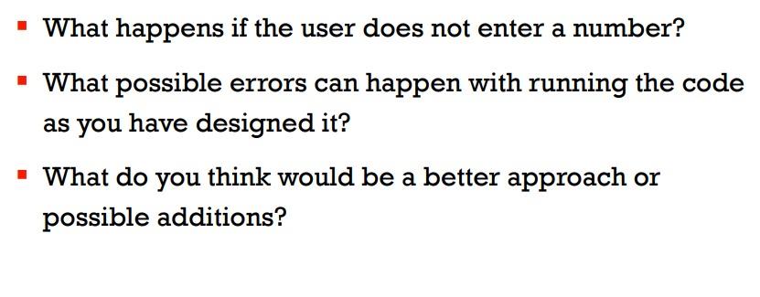 Solved What happens if the user does not enter a number? | Chegg.com