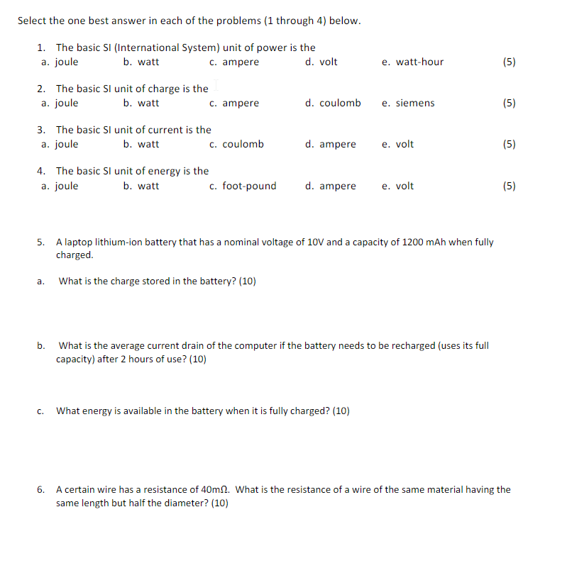 Solved Select the one best answer in each of the problems (1 | Chegg.com
