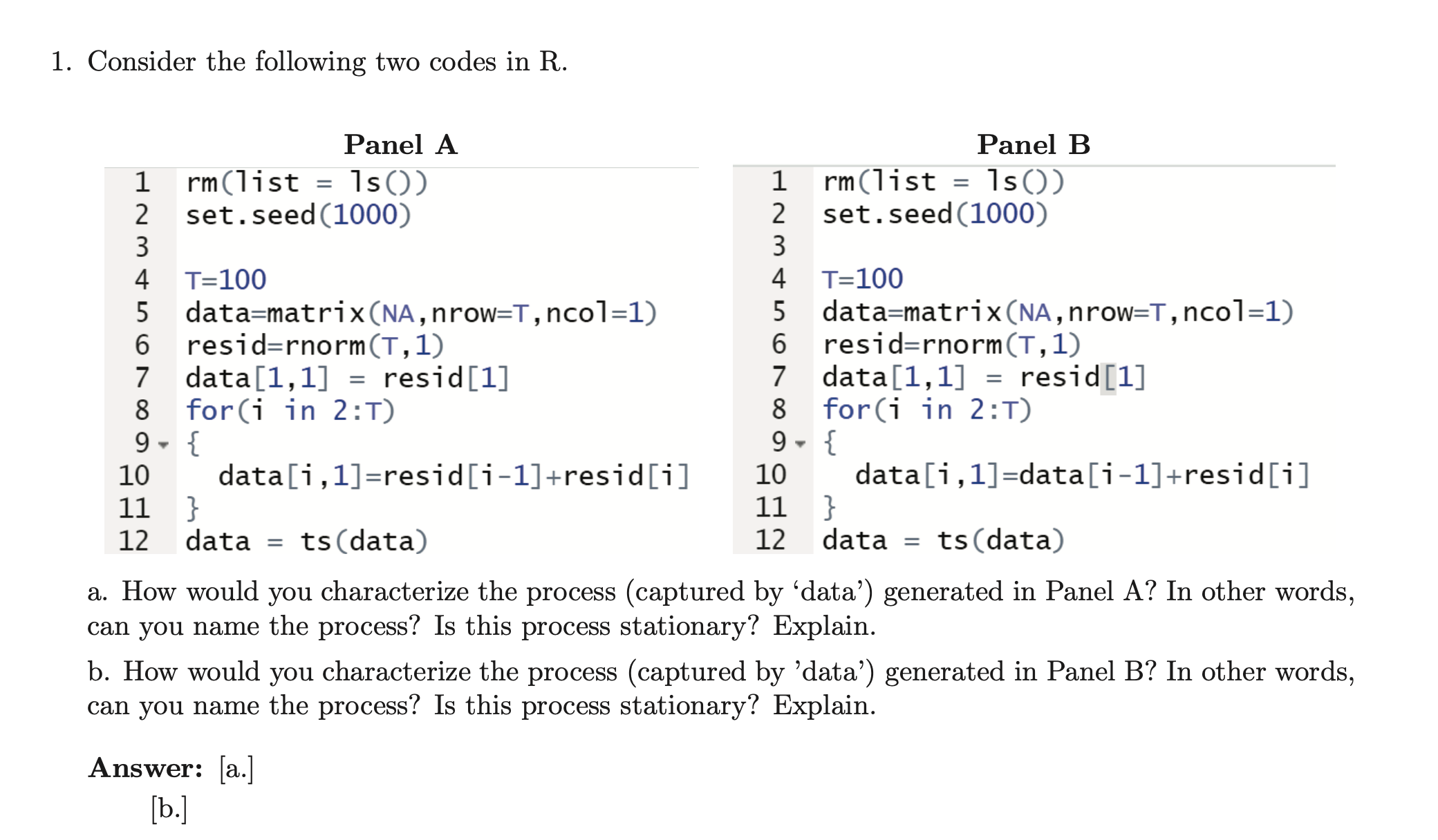 Solved 1. Consider the following two codes in R. a. How | Chegg.com