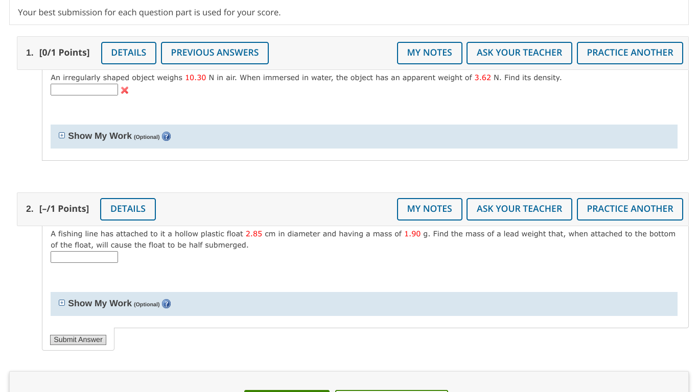 Solved Your best submission for each question part is used | Chegg.com