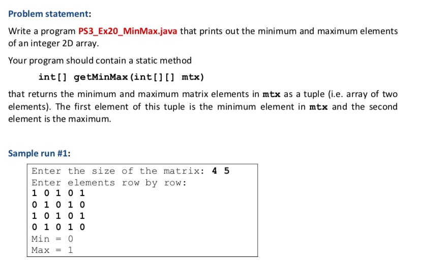 Solved Problem statement: Write a program PS3_Ex20_Min | Chegg.com