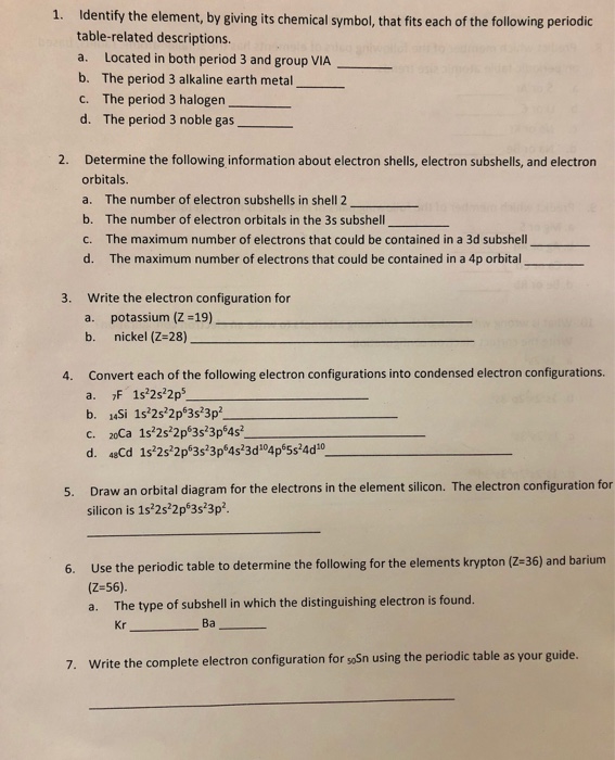 Solved Identify the element, by giving its chemical symbol, | Chegg.com