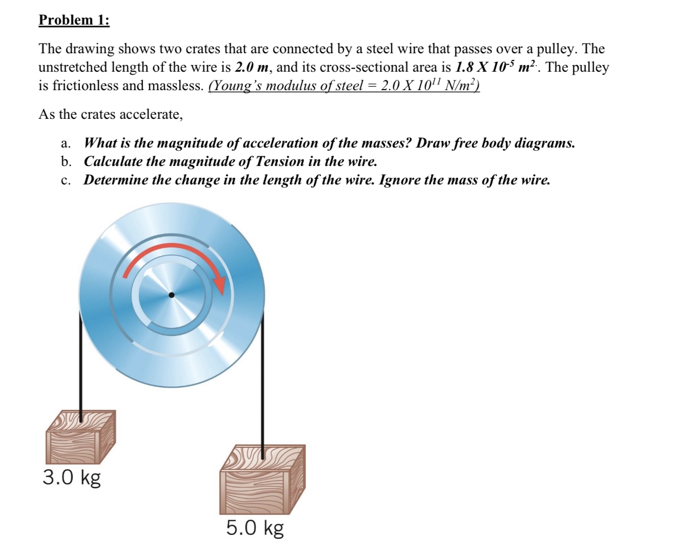 Solved The drawing shows two crates that are connected by a | Chegg.com