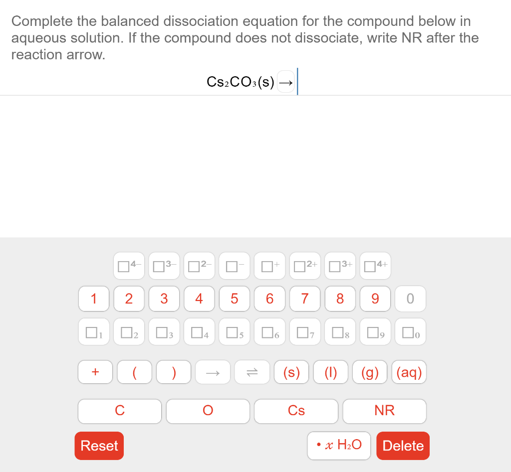 Solved Complete the balanced dissociation equation for the | Chegg.com