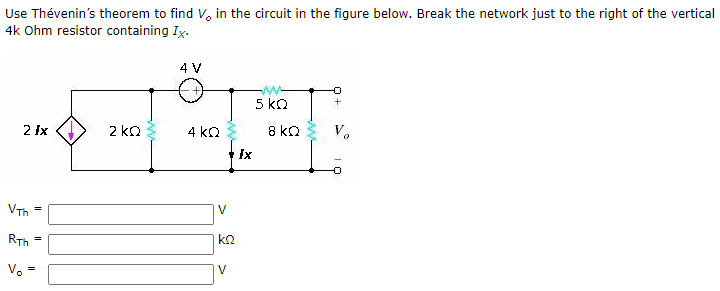 Solved Use Thévenin's theorem to find V. in the circuit in | Chegg.com