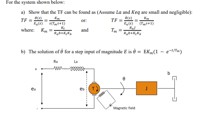 Solved a) Show that the TF can be found as (Assume La and | Chegg.com