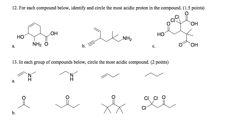 Solved 12. For each compound below, identify and circle the | Chegg.com