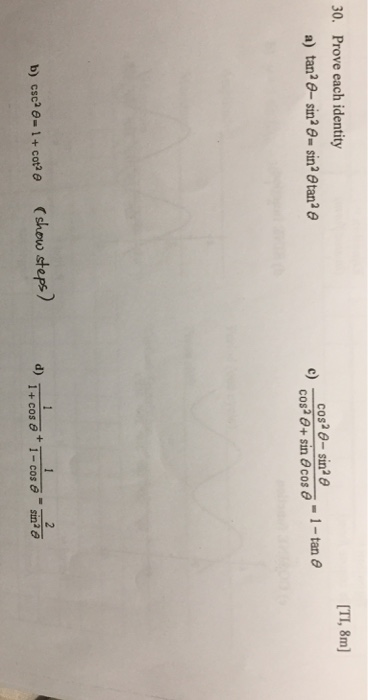 Solved 30. Prove each identity a) tan26- sin2 sin2 tan 2 | Chegg.com