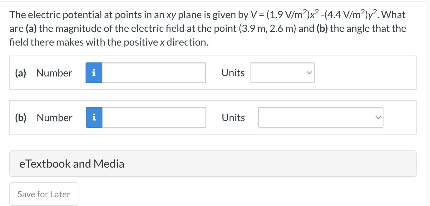 Solved The electric potential at points in an xy plane is | Chegg.com