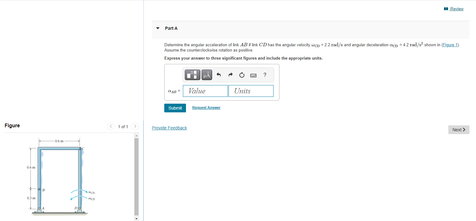 Solved Determine the angular acceleration of link AB if link | Chegg.com