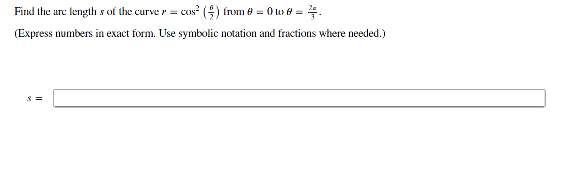 Solved Find the arc length \\( s \\) of the curve \\( | Chegg.com